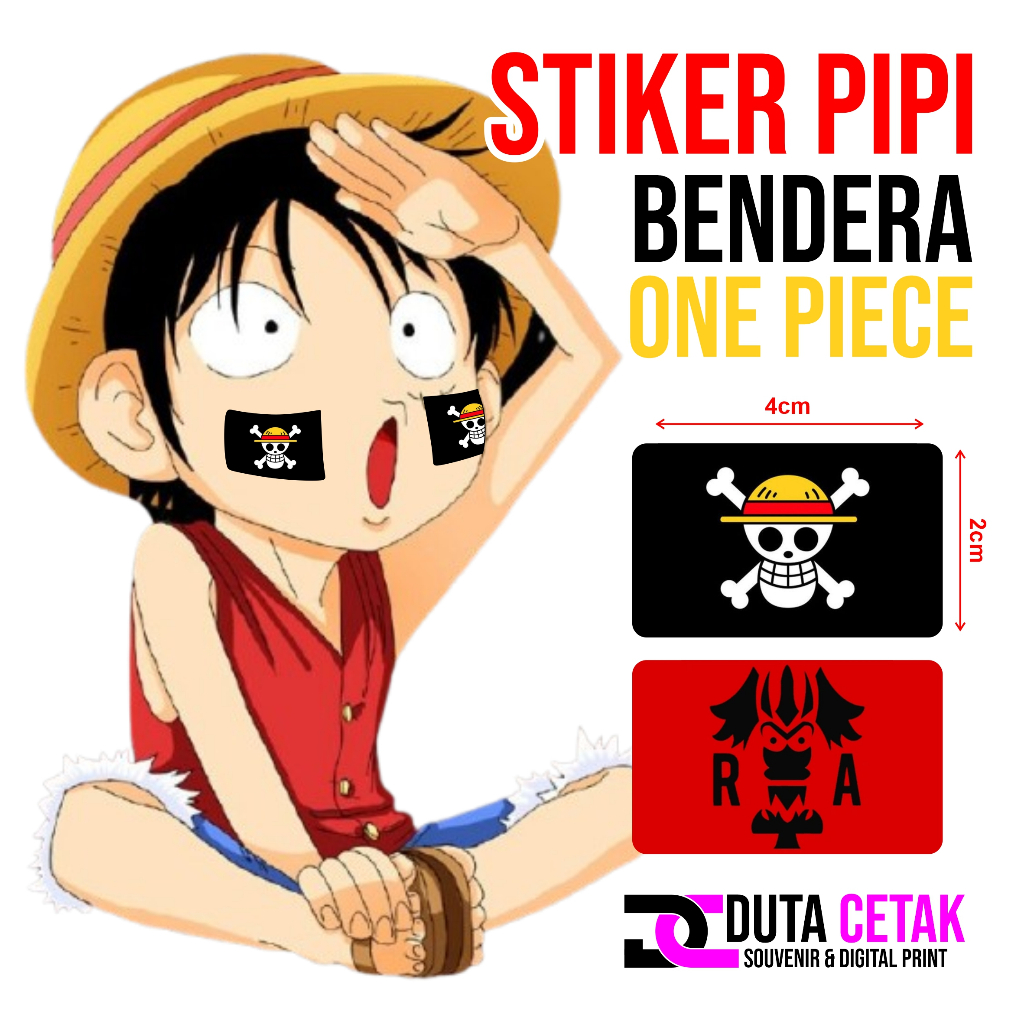 Jual (isi 40pcs) Cetak Stiker Pipi bendera One Piece Revolusi Bahan ...