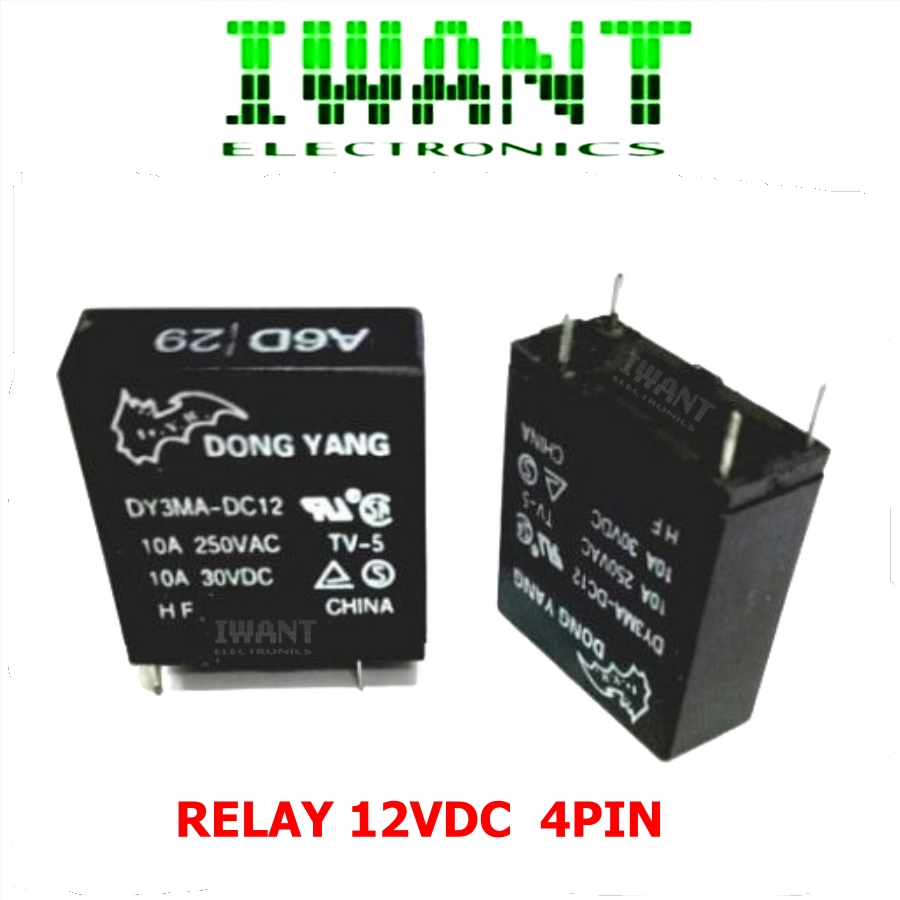 Jual RELAY 12VOLT 4PIN DY3MA-DC12 DONG YANG RELAY 12V 10 AMPERE 4P RELAY 12V DC 4 PIN 4 KAKI ...