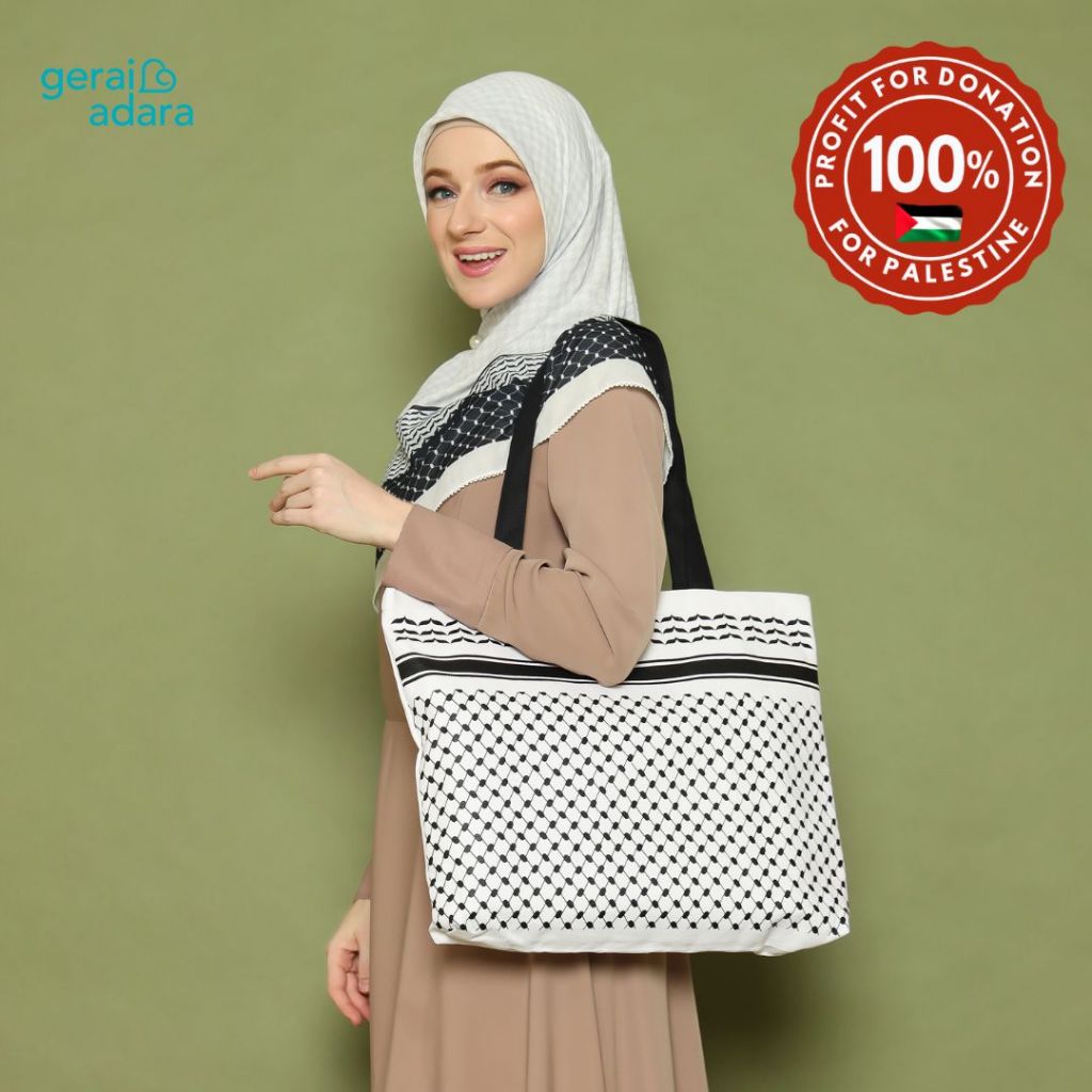 Jual Totebag - Totebag kanvas resleting - Palestine merch - Keffiyeh - Merchandise Palestina ...