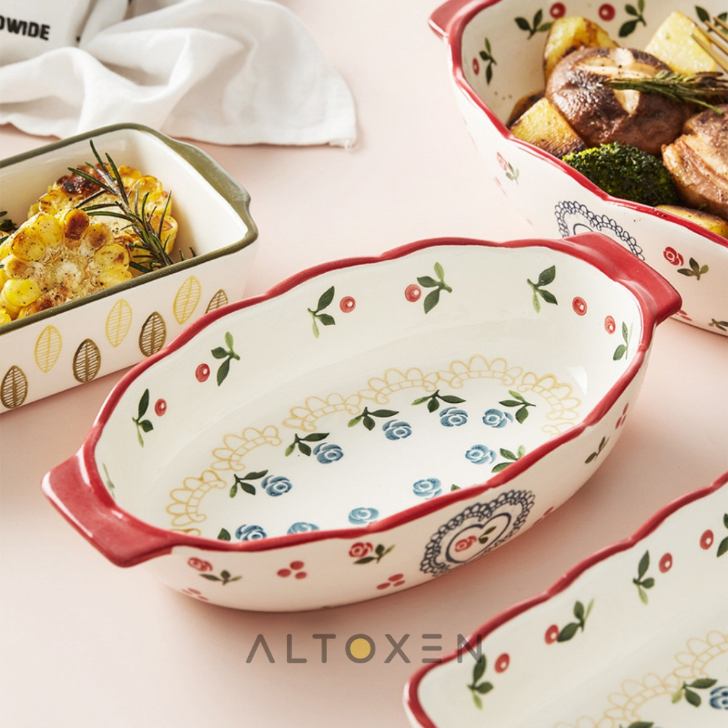 Jual Baking Cooking Piring Dishes Ceramic Baking Dish Roasting Pan ...