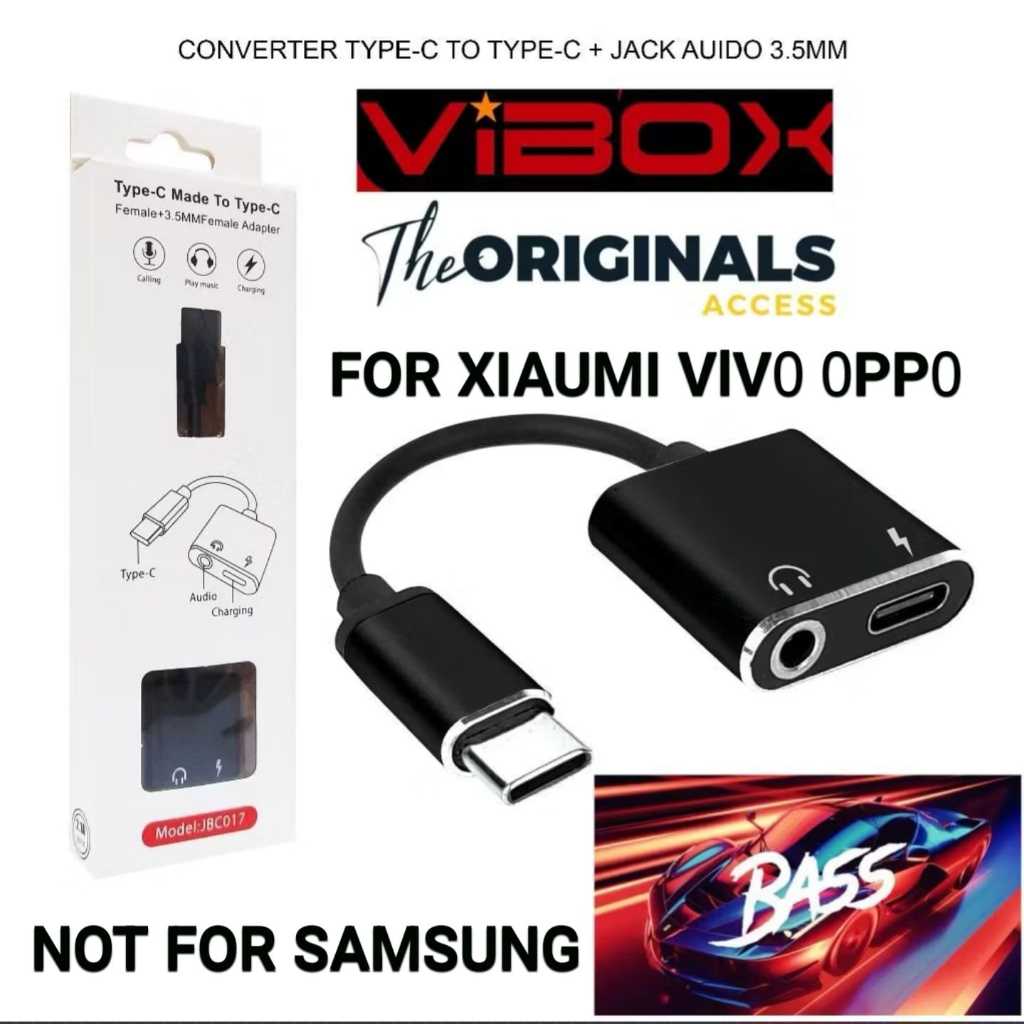 Jual Vibox Splitter JBC-017 Audio Converter 2in1 Usb Type C to Aux 3 ...