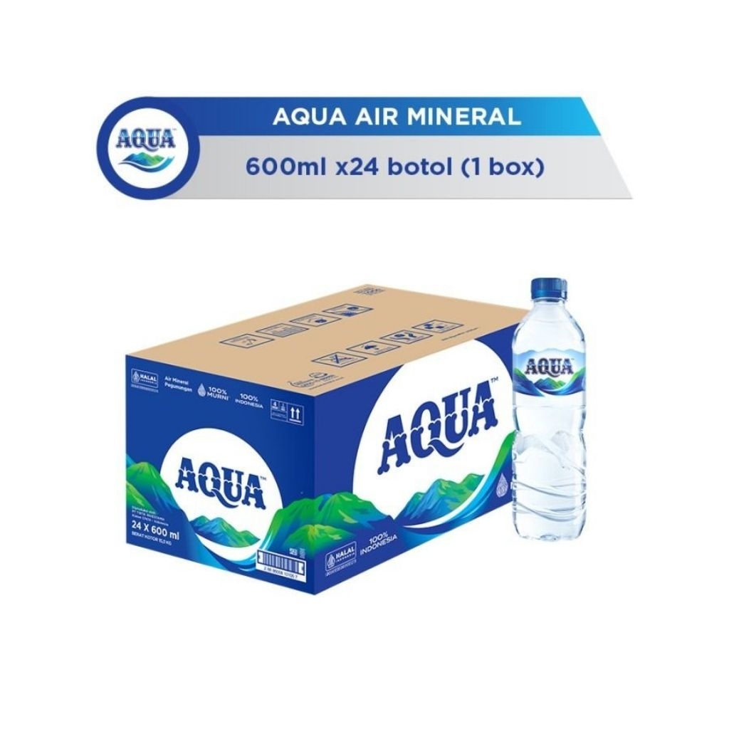 Jual AIR MINUM MERK AQUA 600ML ( 1 DUS ISI 24 BOTOL ) | Shopee Indonesia