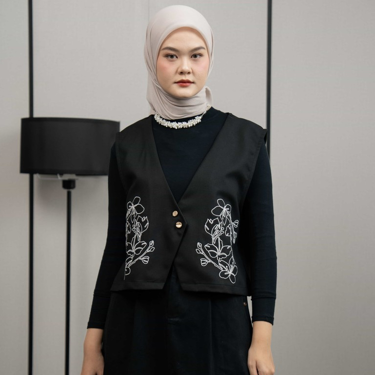 Jual Mayoutfit Sylvaine Vest | Rompi Outer V-neck Asimetris Wanita ...