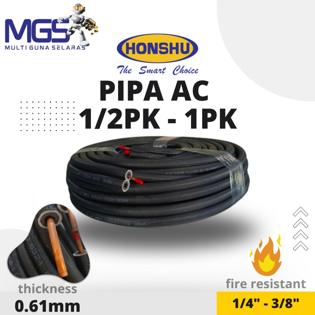 Jual Pipa AC 1/2PK - 1PK | 1/4" - 3/8" | Honshu Black Deluxe Inverter ...