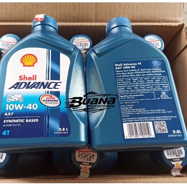 Jual Oli Shell AX7 4T SAE 10W-40 800ml Oli Shell Advance AX7 0.8L ( 1 ...