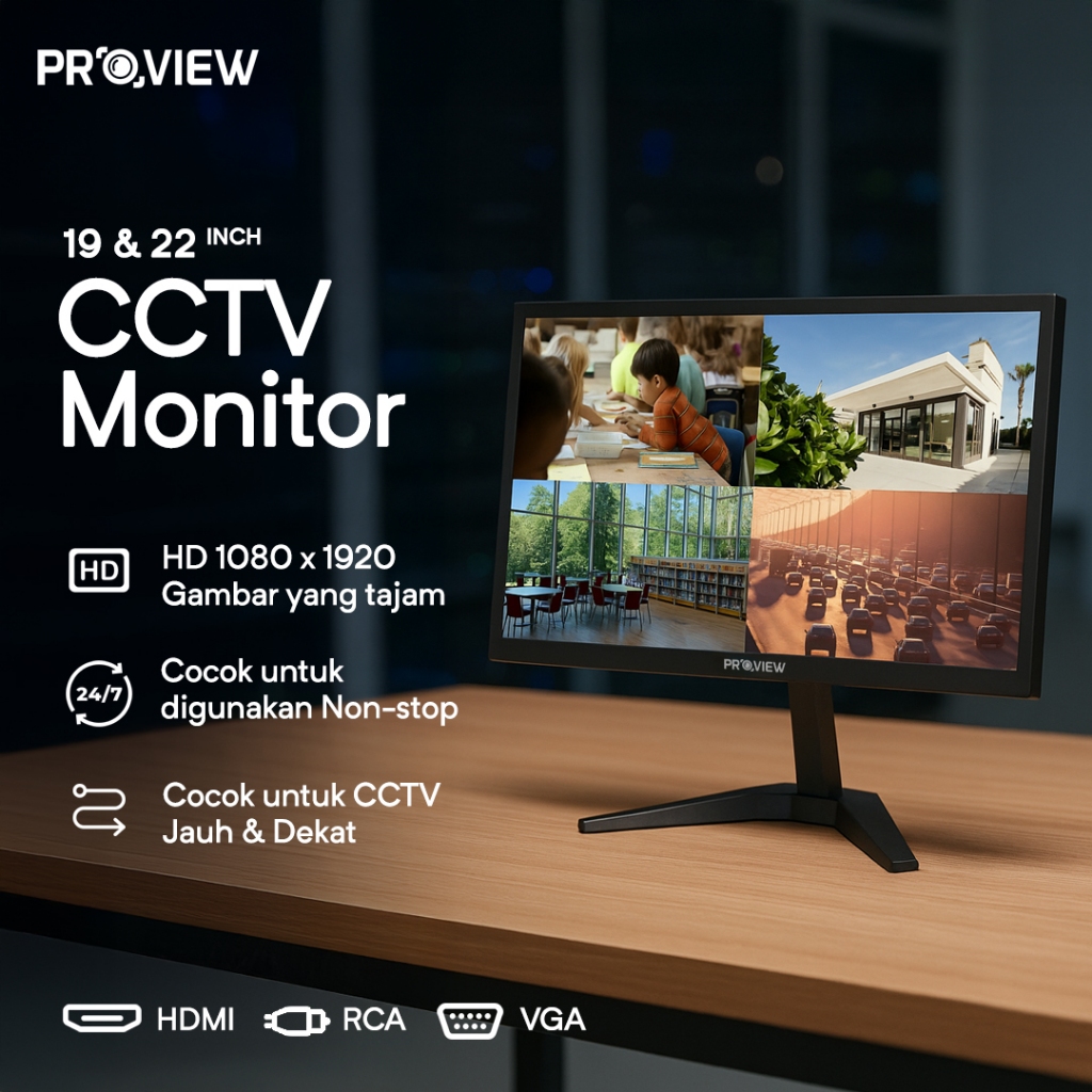 Jual PROVIEW LCD Monitor 1080p FHD HDMI untuk CCTV Built in Speaker 19 ...