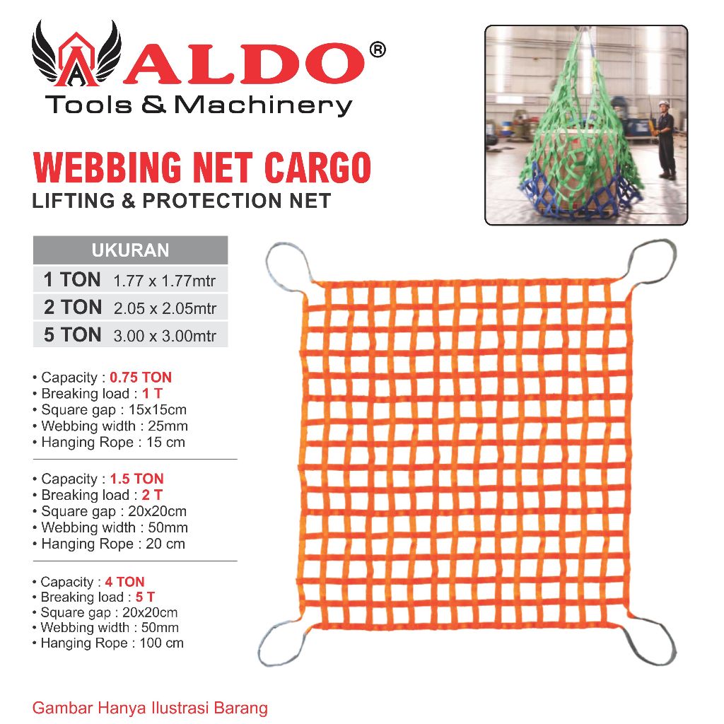 Jual WEBBING NET CARGO / JARING ANGKAT BARANG / LIFTING & PROTECTION ...