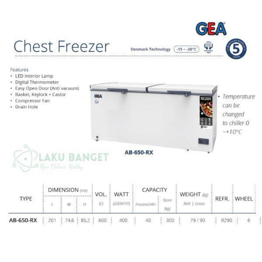 Jual Chest Freezer 600 Liter GEA AB-650RX / Freezer 2 Pintu 600L GEA AB ...