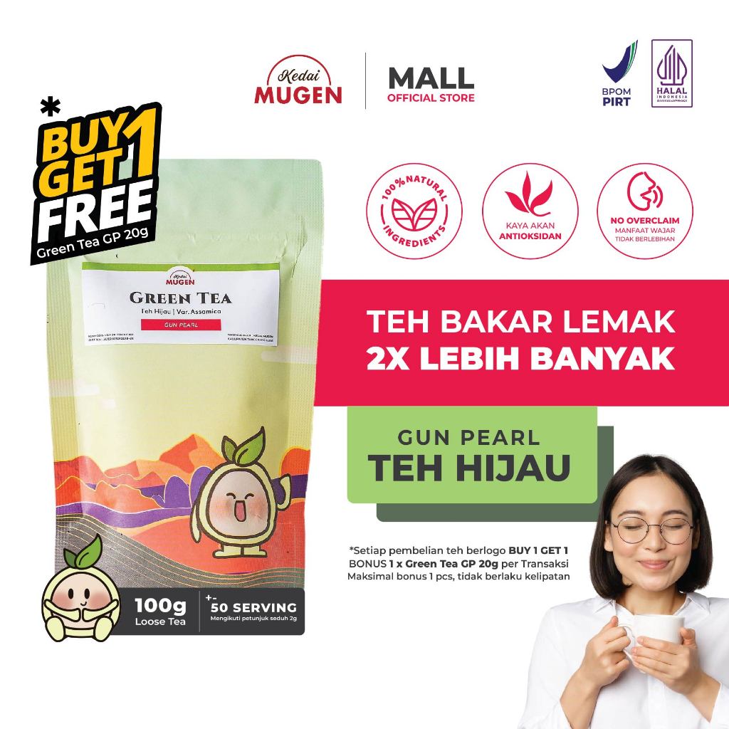Jual Kedai Mugen - Teh Hijau Daun Asli Jawa / Java Green Tea Gun Pearl ...