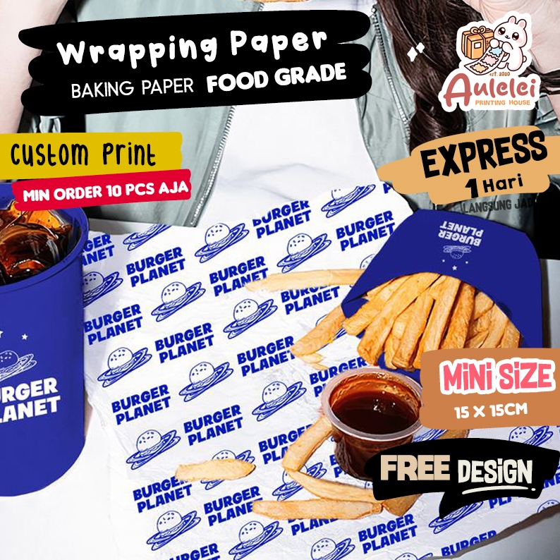 Jual (15x15cm) Wrapping Paper CUSTOM Paket Olshop/ Kertas Roti/Kertas ...