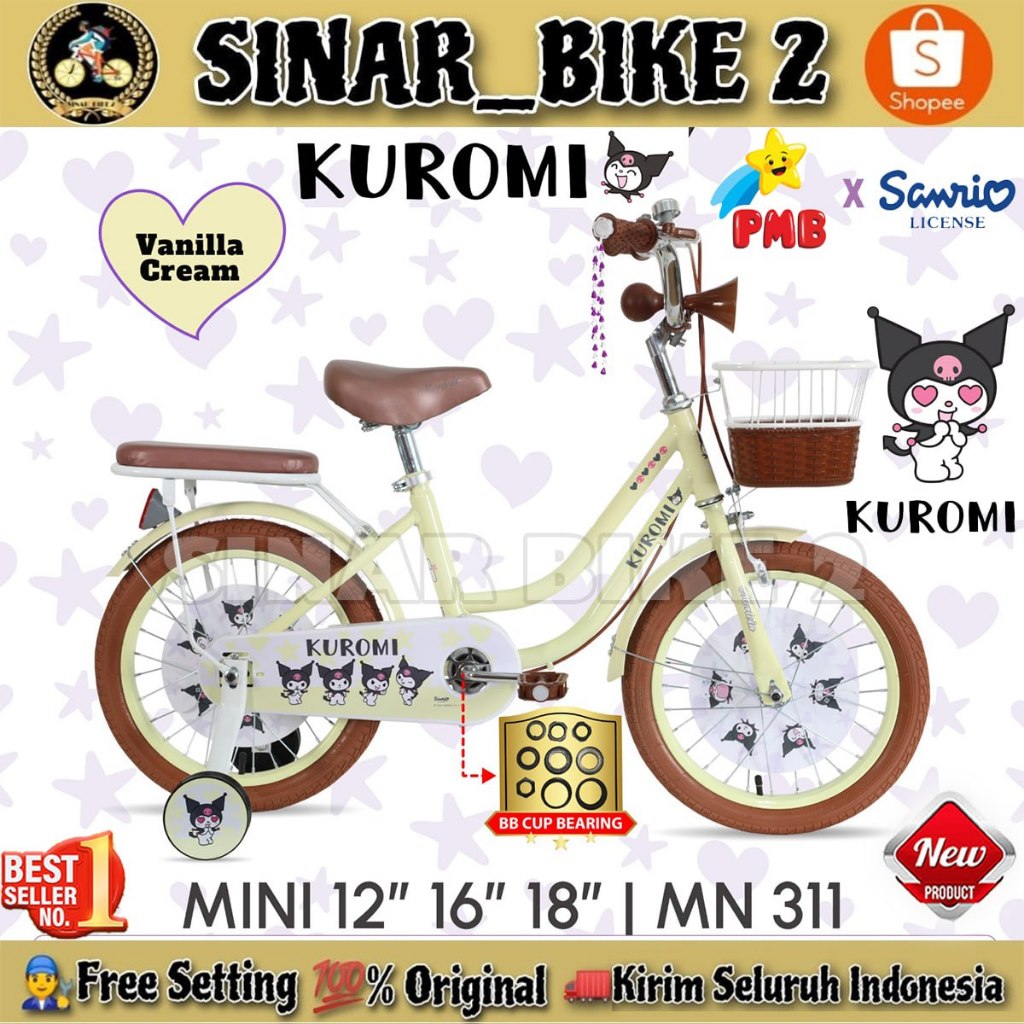 Jual Sepeda Anak Perempuan PMB KUROMI MN 311 Ban 2.125 Ukuran 12 16 18 Inch | Shopee Indonesia