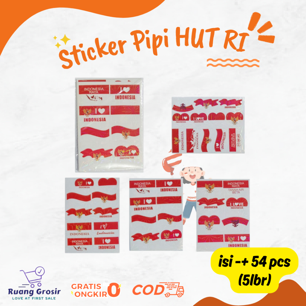 Jual Sticker 17 Agustus Sticker Pipi Kemerdekaan isi +- 54 pcs | Shopee ...