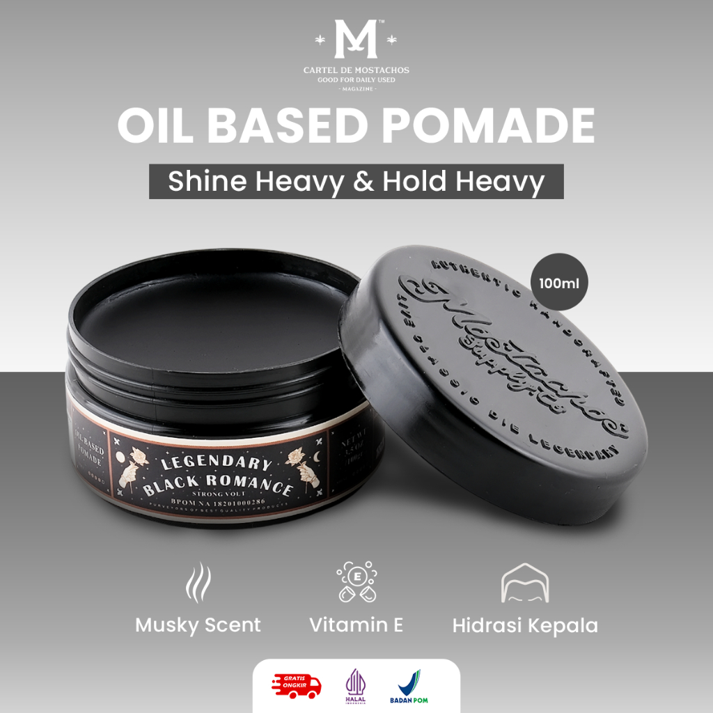 Jual Mostachos Legendary Black Romance 100ml - Oil Based Pomade - Shine ...