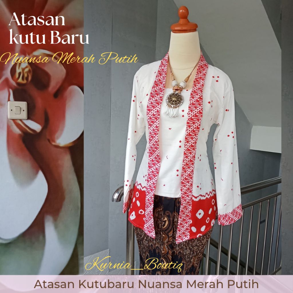 Jual Atasan Kebaya Katun Merah Putih | Shopee Indonesia