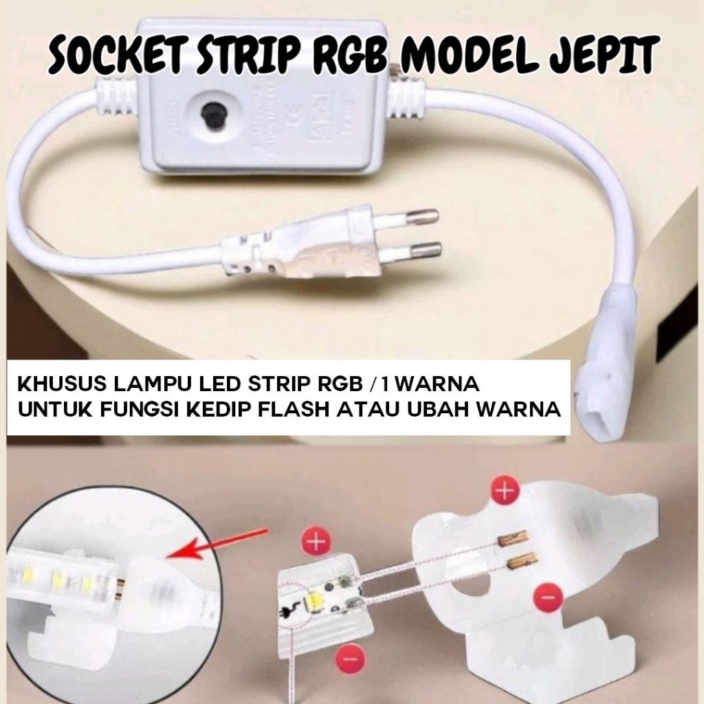 Jual Socket Soket RGB Model Jepit Colokan Adaptor Lampu Strip SMD 220V ...