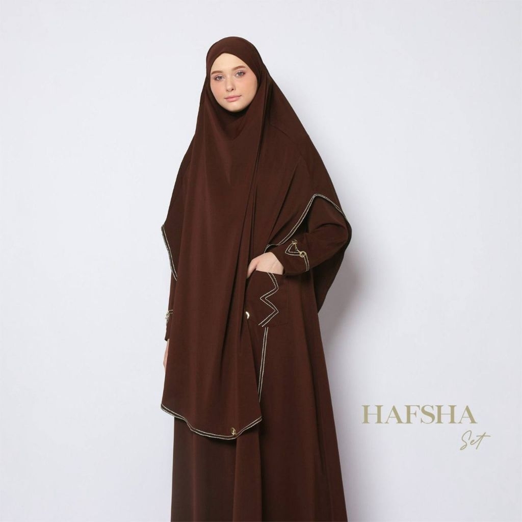 Jual RAYNA - Hafsha Set French Khimar - Abaya polos umroh Haji Anti Uv ...
