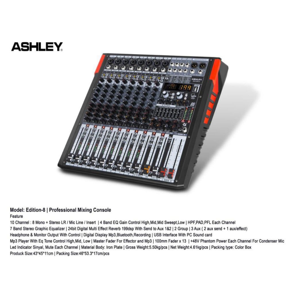 Jual mixer audio 8 channel original ashley edition 8 mixer 8 channel ...