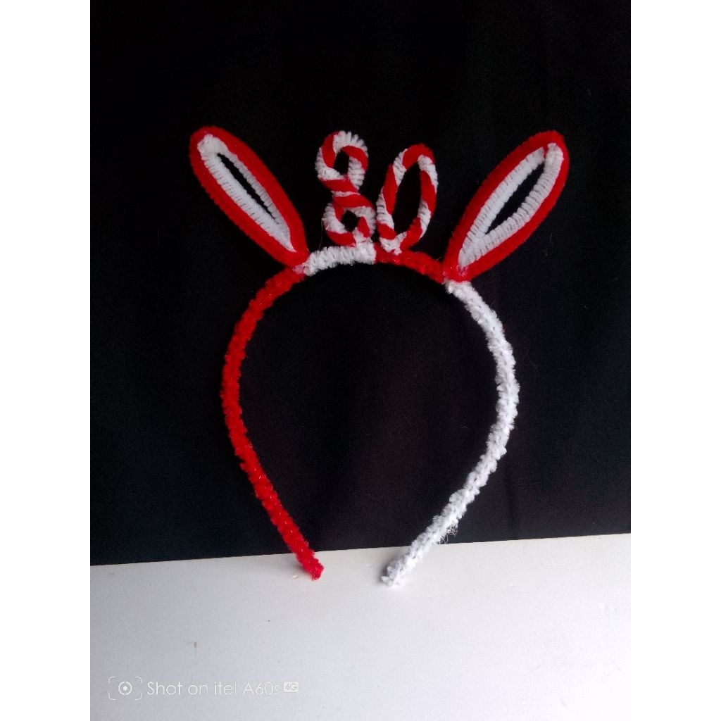 Jual Bando Telinga Kelinci Merah Putih Angka 80 – Handmade Pipe Cleaner ...
