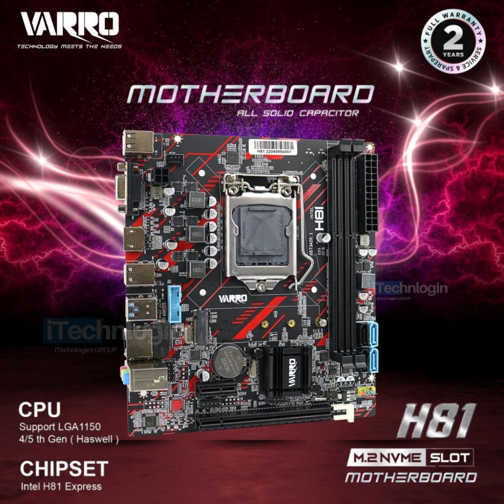 Jual Motherboard H81 Varro Socket 1150 DDR3 Support M.2 Nvme Garansi 2 ...