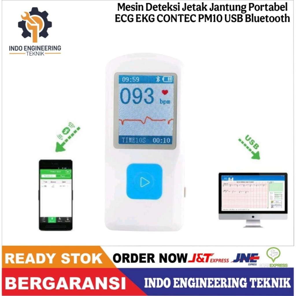 Jual Mesin Deteksi Jetak Jantung Portabel ECG EKG CONTEC PM10 USB ...