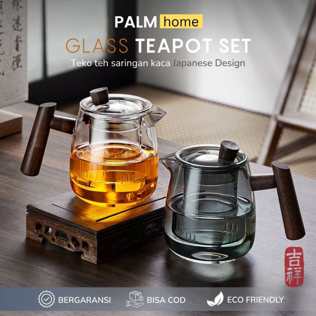 Jual PALMLIVING Teko Teh Kaca Pitcher Japanese Tahan Panas dengan Saringan Kaca Glass Teapot ...