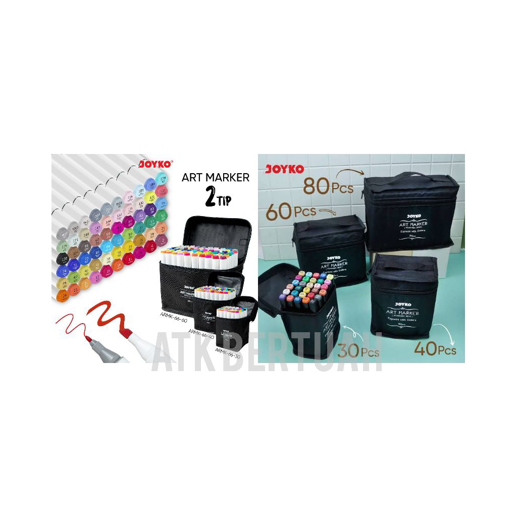 Jual JOYKO ARMK66 ARMK74 DUAL TIP ART MARKER SET 30 40 60 80 SPIDOL ...