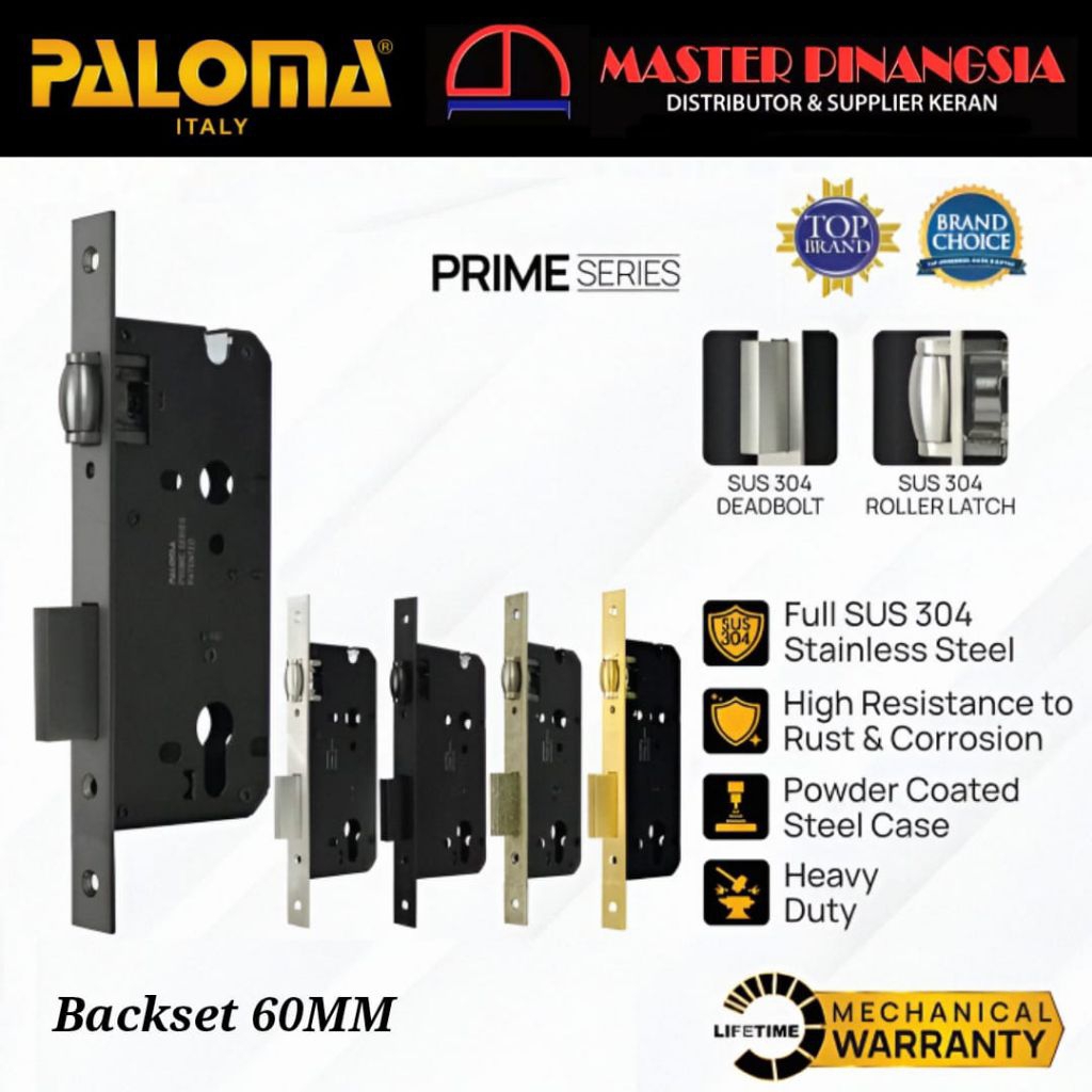 Jual PALOMA Mortise Lock Badan Body Kunci Pintu Rumah Tarik Dorong Kupu ...