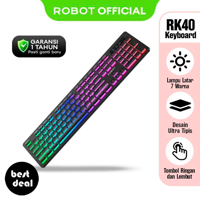 Jual Robot RK40 Keyboard Komputer Wired Ultra Tipis dengan Latar Lampu ...