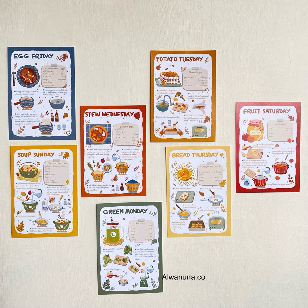 Jual 7 lembar Poster one day one recipe dessert Cake Recipe Wall Decor ...