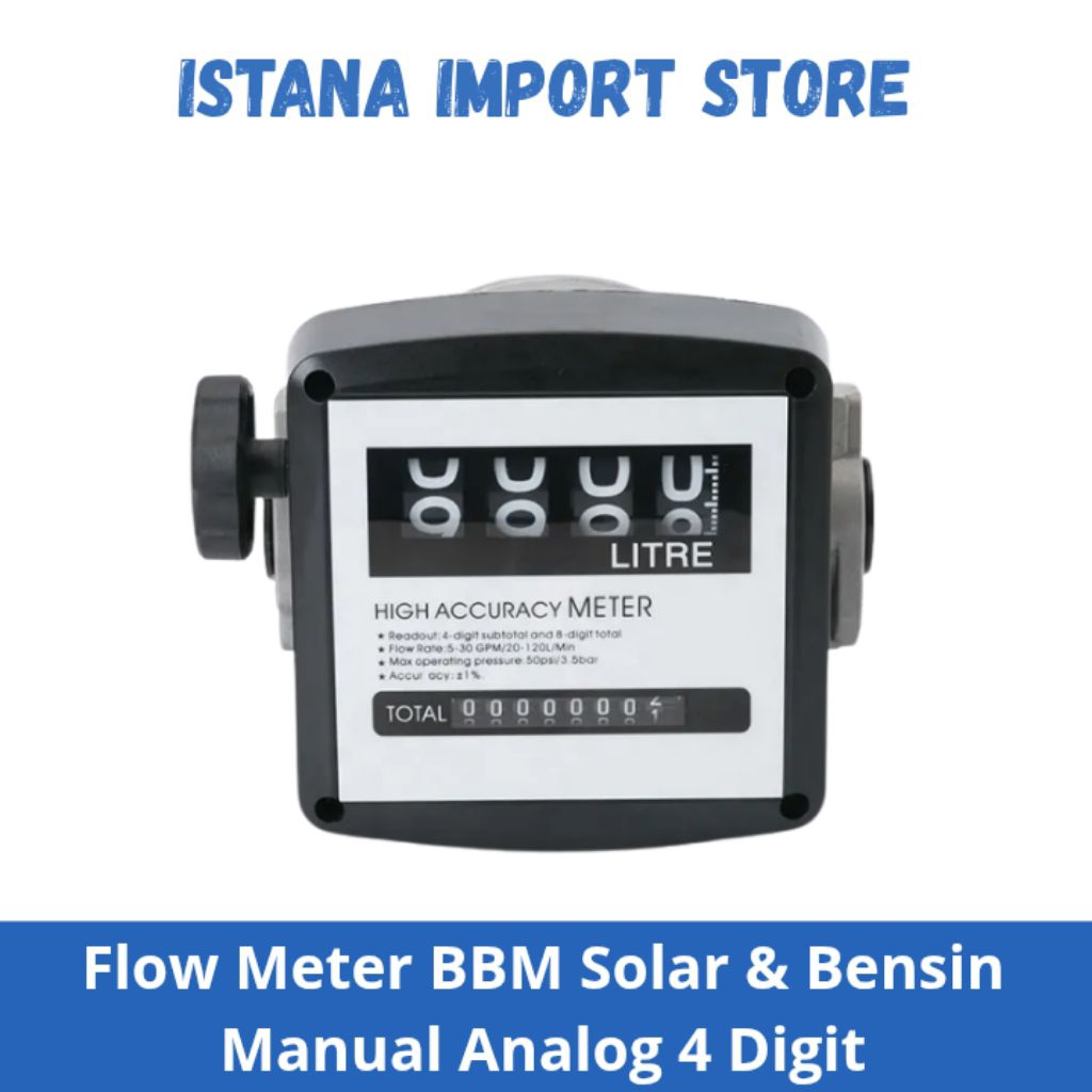Jual Flow Meter BBM Solar & Bensin Manual Analog 4 Digit 1 Inch ...