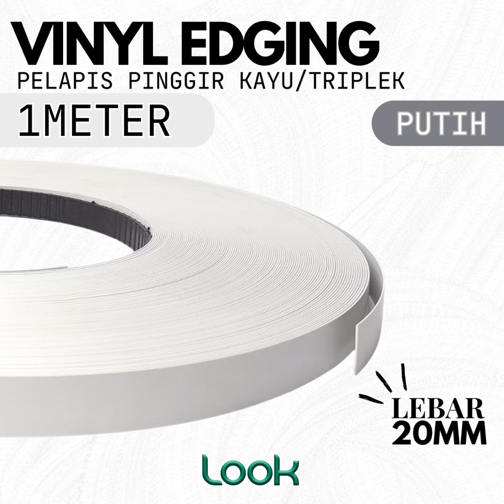 Jual Vinyl Putih Dop 1 Meter 20mm | Vinil Dof Edging Putih Plimir PVC ...