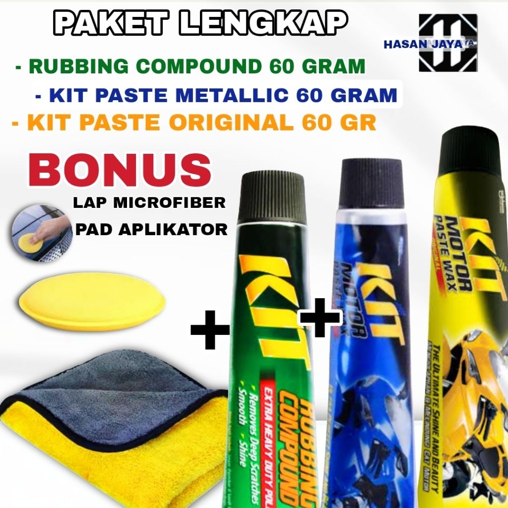 Jual Paket Isi 4 - Kit Rubbing Compound 60 Gram + Kit Paste Wax Biru 60 ...