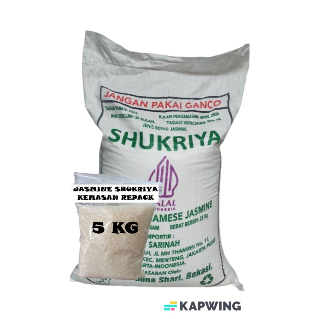 Jual Beras Jasmine Shukriya Kemasan Repack 5kg Jasmine Rice | Shopee ...