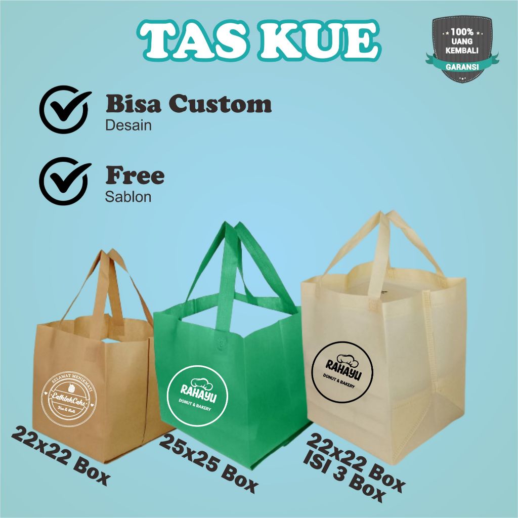 Jual TAS Goodie Bag Toko Kue /Bakery | Spunbond Ukuran 22x22 Box, 25x25 ...