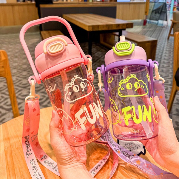 Jual Botol Minum Anak Fun 800ml Botol Anak Dengan Sedotan dan Tali ...