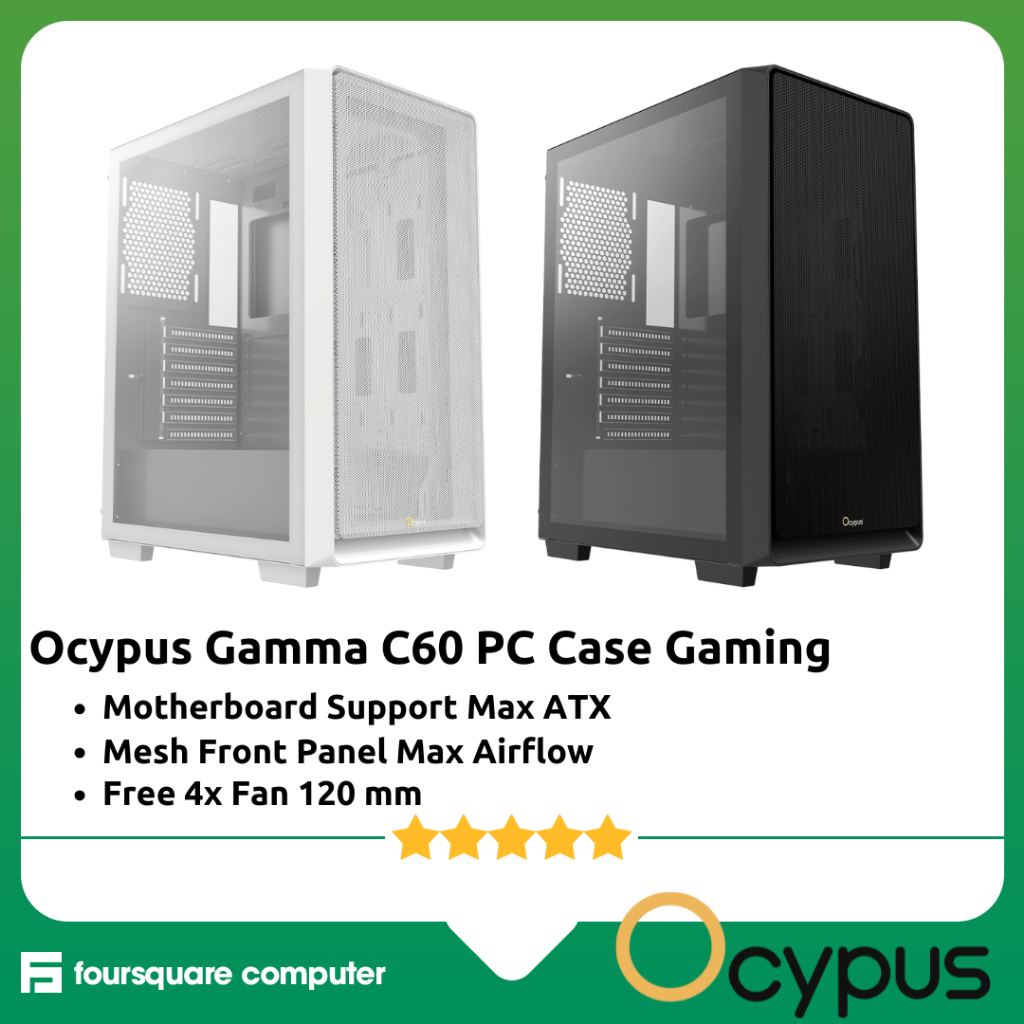 Jual Ocypus Gamma C60 Black White Casing Gaming CPU Komputer ATX Max ...