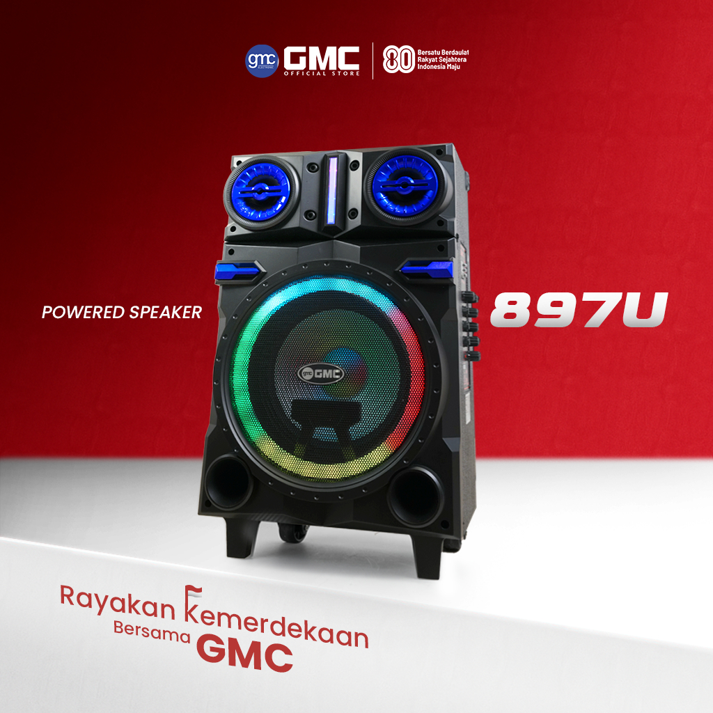 Jual GMC Speaker 897U – Speaker Karaoke Bluetooth 10” – 175W, USB, SD ...