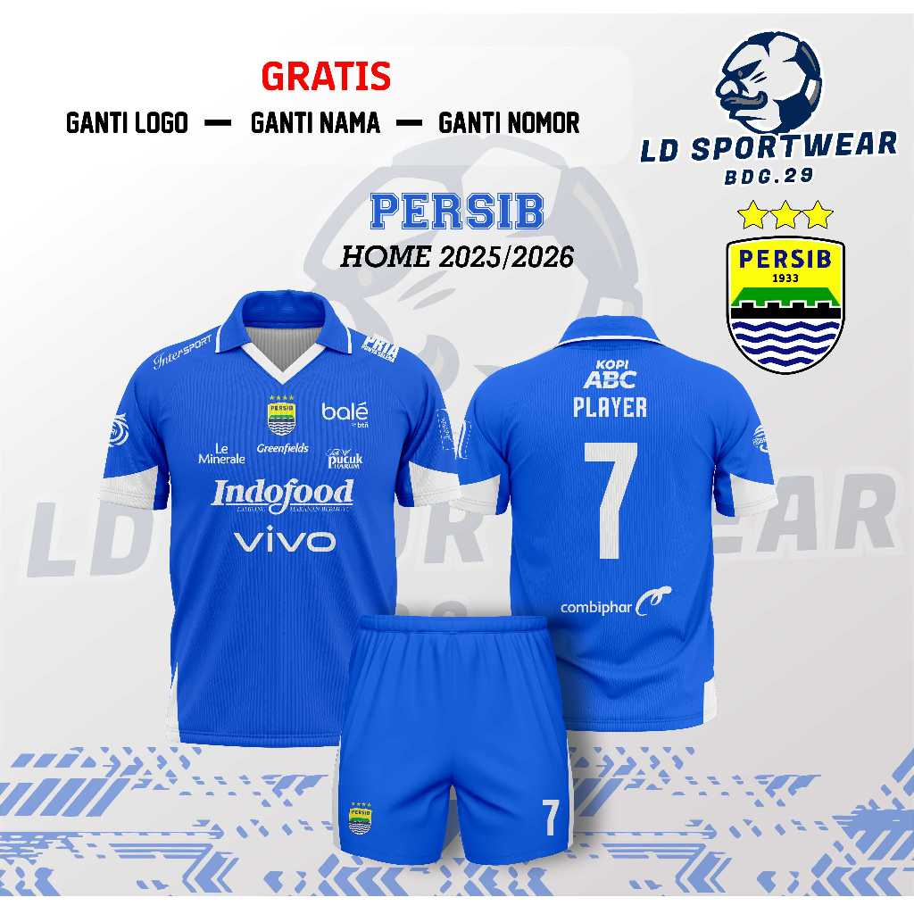 Jual JERSEY PERSIB 2025/2026 HOME Full Printing Free pasang Nama dan ...