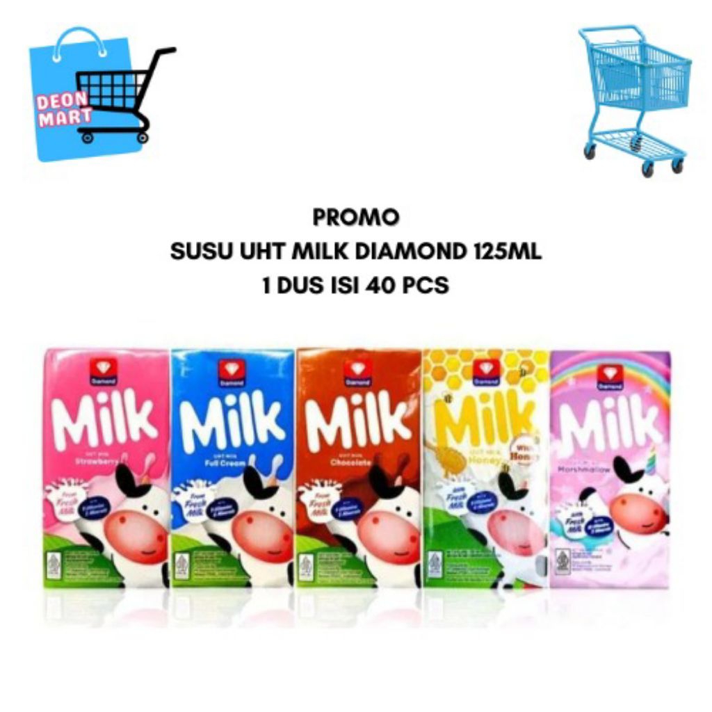 Jual PROMO SUSU UHT MILK DIAMOND 125 ML 1 DUS (40 PCS) | Shopee Indonesia
