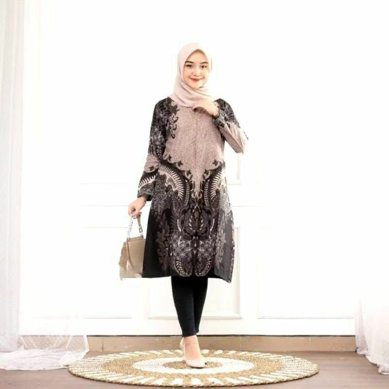Jual Atasan Batik Muslimah Tunik Batik Wanita Lengan Panjang Syari ...