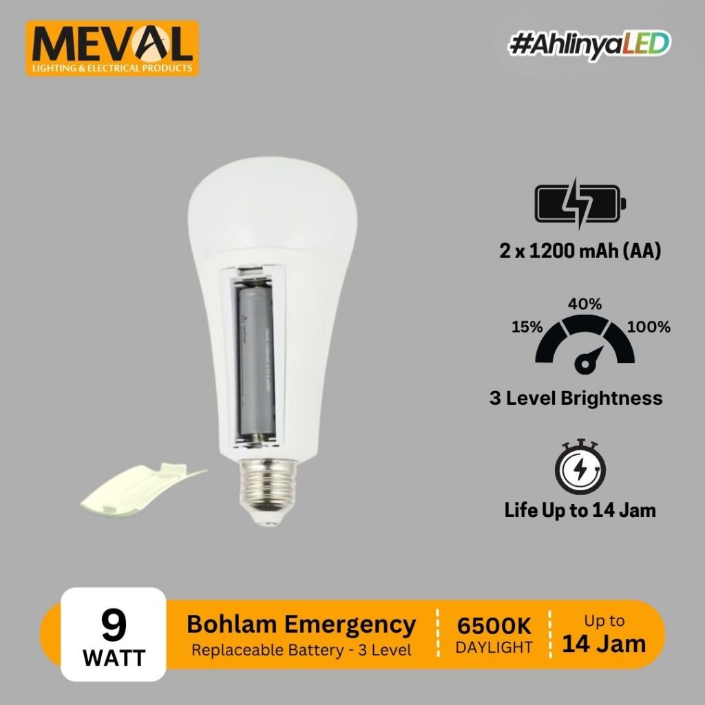Jual MEVAL Lampu Bohlam Emergency LED Bulb Baterai rechargeable ...