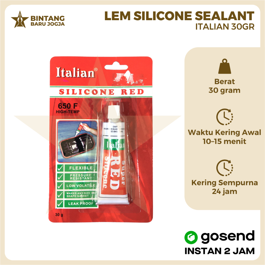 Jual Lem Gasket Super Sealer High Temp Silicone Red Italian 30g ...