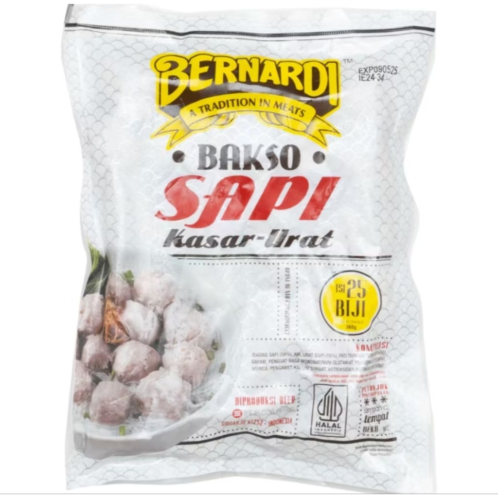 Jual Bernardi Bakso Sapi Kasar Besar Urat | Halus 25 pcs 360gr | Shopee ...