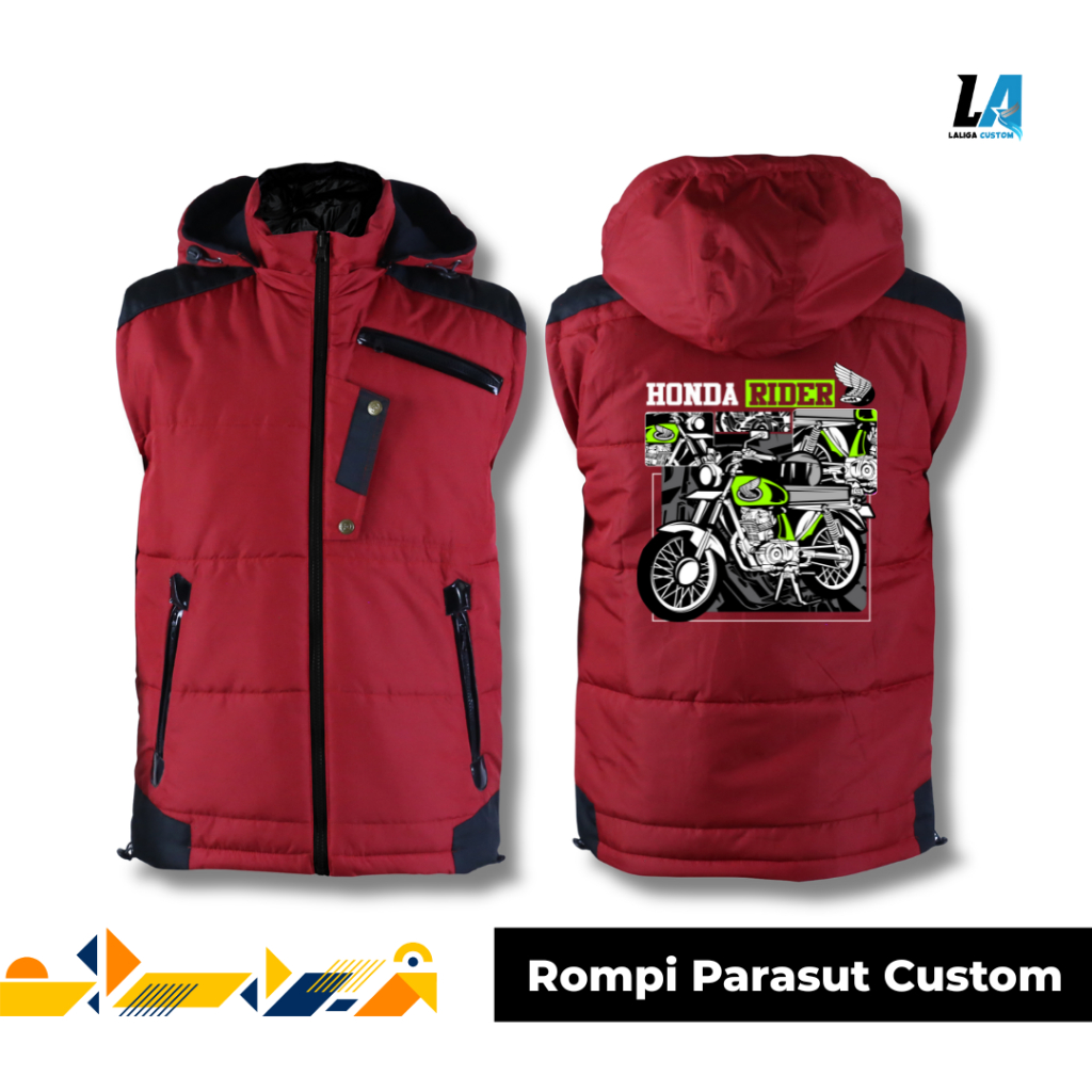 Jual Rompi Parasut Custom Desain Bebas Rompi Klub Motor Honda Rider ...