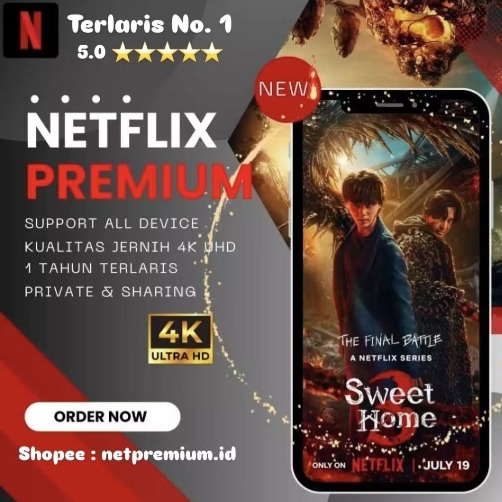 Jual NETFLIXX PERMIUM TANPA VPN 1 BULAN FULL UHD 4k ANTI ON HOLD PROMO TERLARIS FULLGARANSI ...