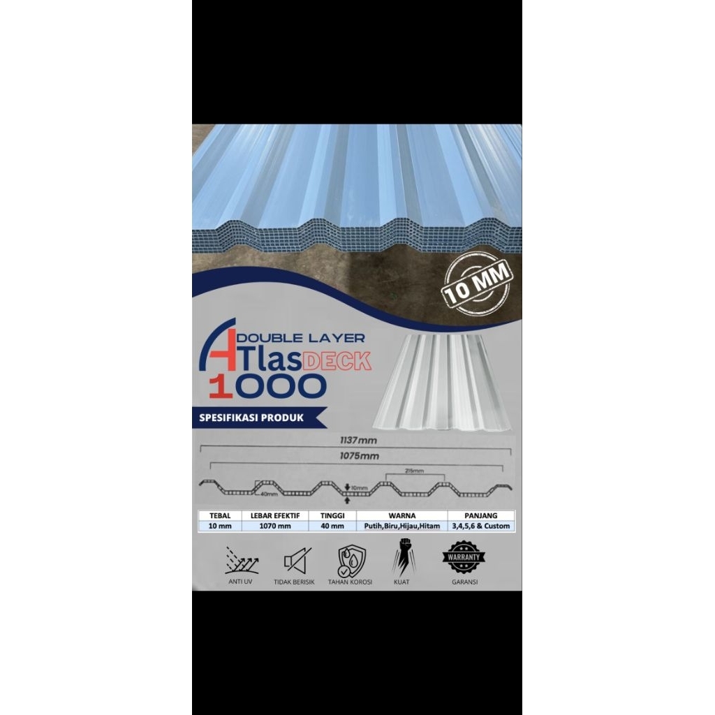 Jual Atap upvc dobel layer atlasdeck 1000 | Shopee Indonesia