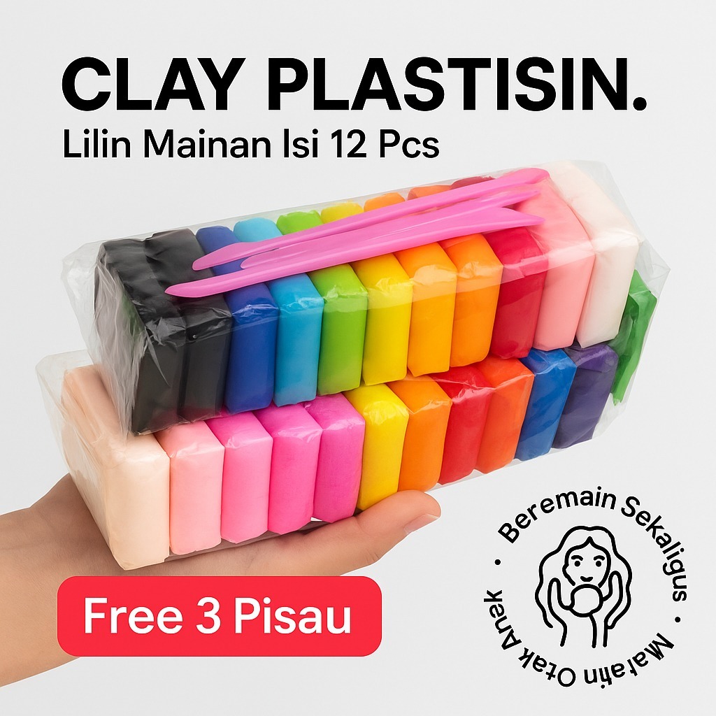 Jual Clay Mainan Anak isi 12 pcs Edukasi malam lilin SLIME Murah Clay ...