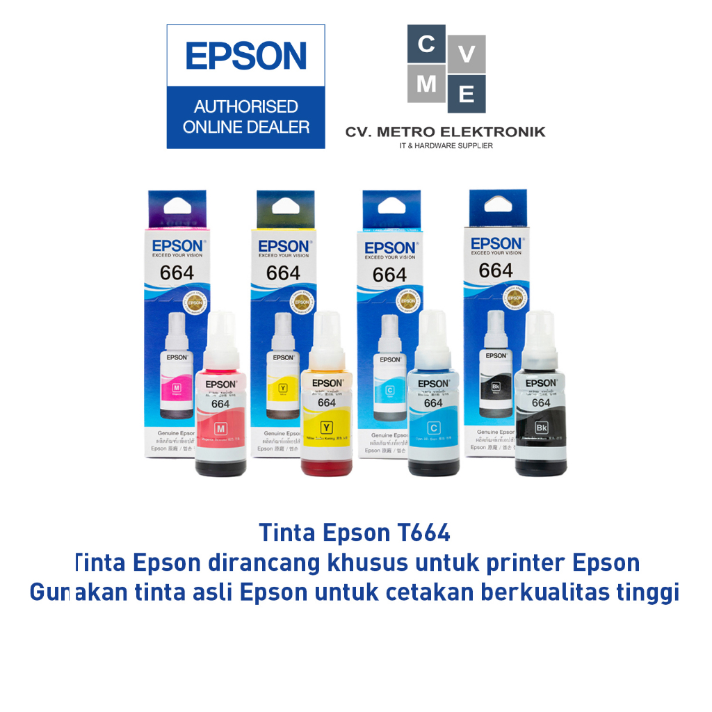 Jual Tinta Epson T664 ORI L120 L121 L310 L360 L365 L380 L405 L565 L1300 ...