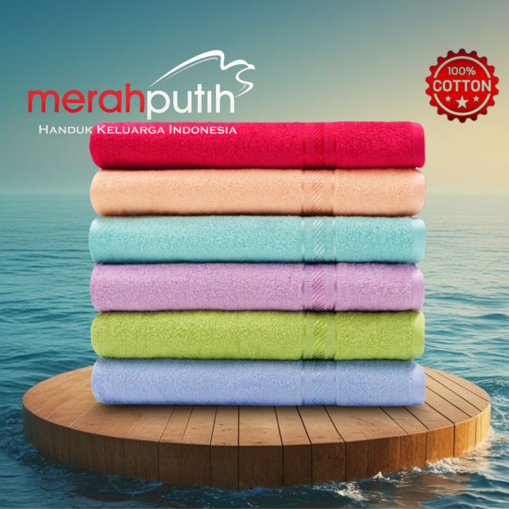 Jual Handuk Mandi Dewasa Merah Putih 50x100 CM/70x140cm Handuk Merah ...