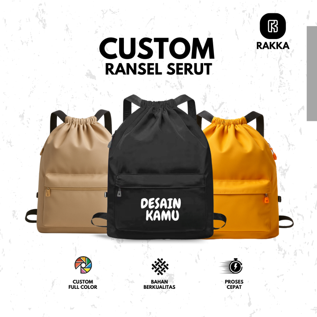 Jual Tas Ransel Serut CUSTOM untuk Seminar, Perusahaan, Komunitas ...